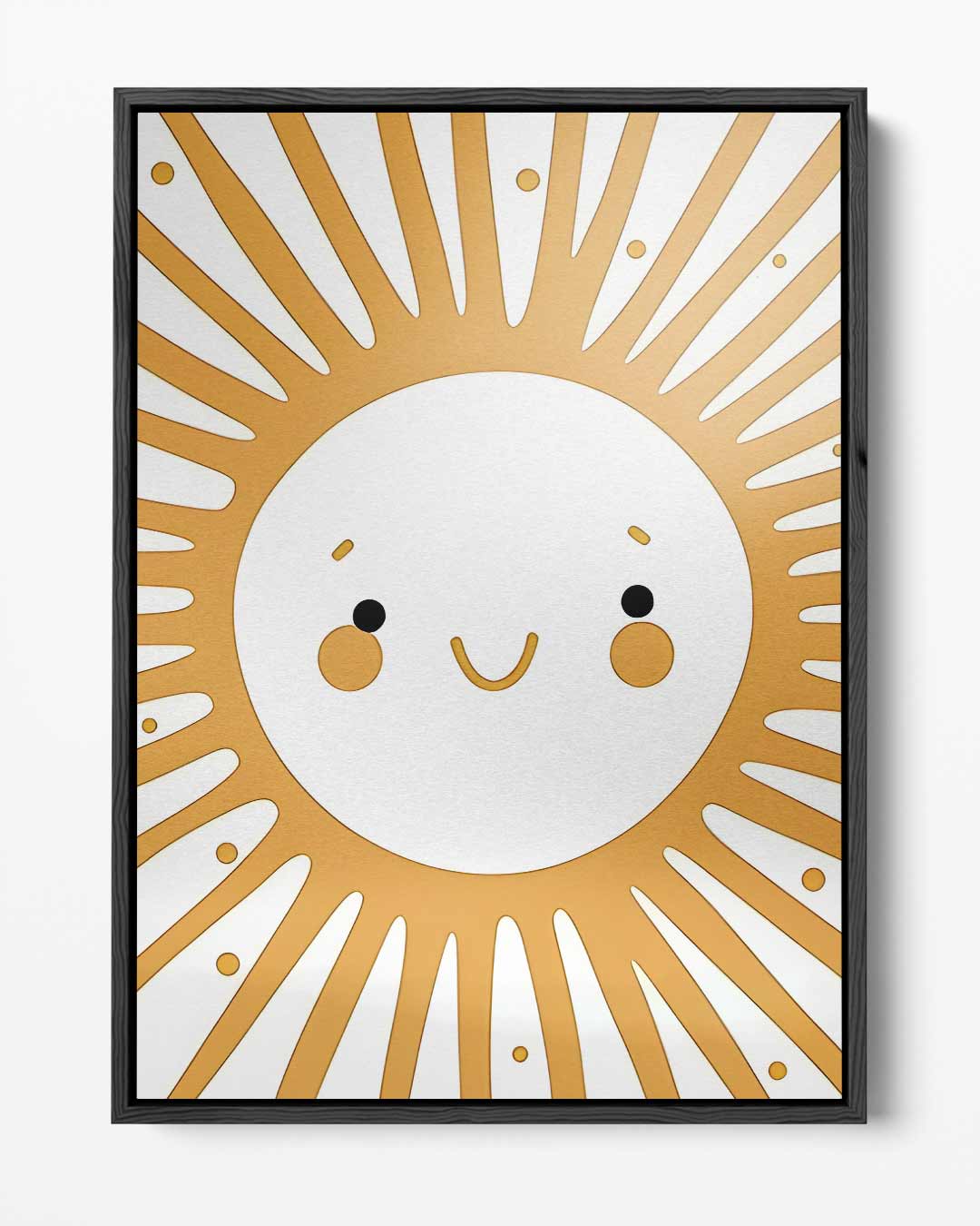 Stralende Zon Met Vrolijk Gezichtje – Canvas-Dibond-Plexiglas-Wanddecoratie